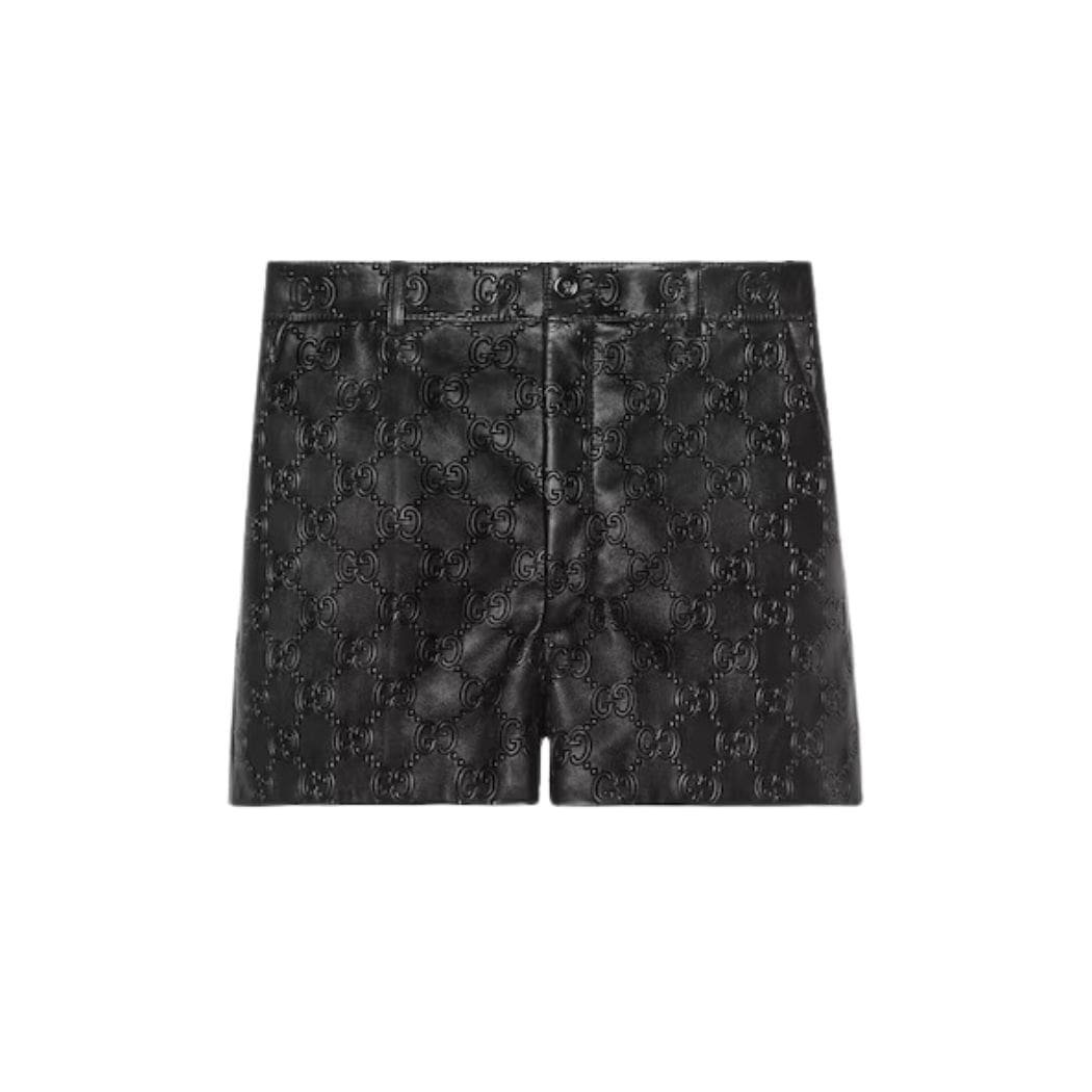 GUCCI GG EMBOSSED LEATHER SHORTS : Custom Jackets Co