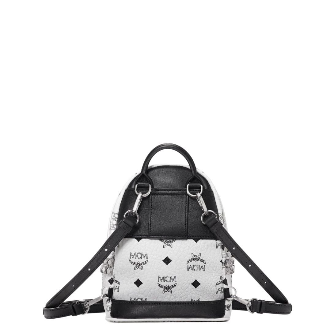 MCM X-MINI STARK BEBE BOO BACKPACK IN VISETOS WHITE : Custom Jackets Co