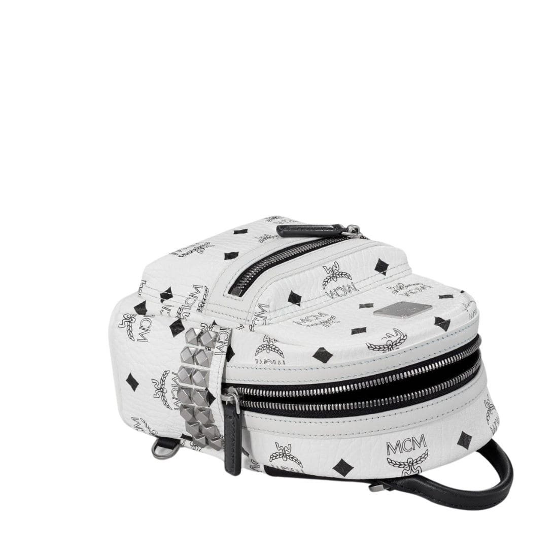 MCM X-MINI STARK BEBE BOO BACKPACK IN VISETOS WHITE : Custom Jackets Co