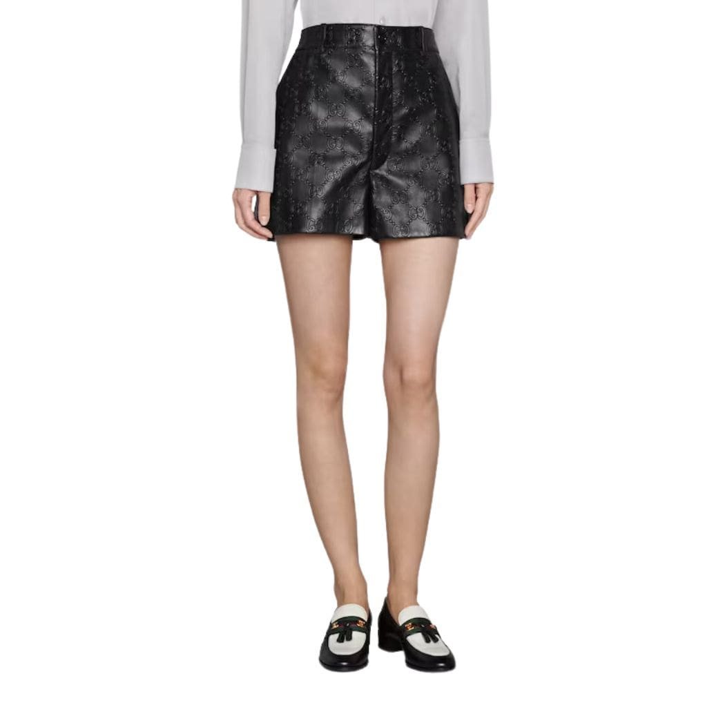 GUCCI GG EMBOSSED LEATHER SHORTS : Custom Jackets Co