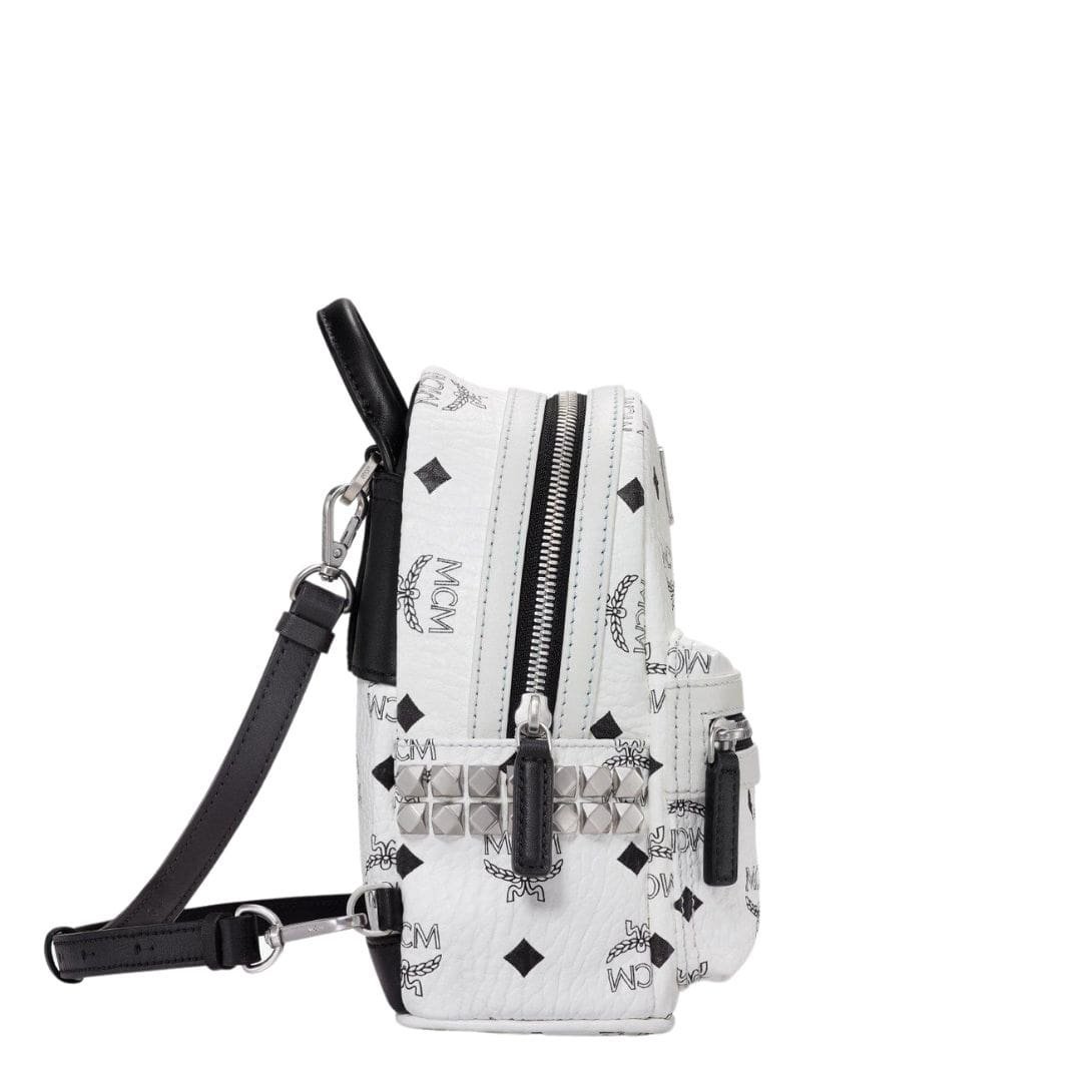 MCM X-MINI STARK BEBE BOO BACKPACK IN VISETOS WHITE : Custom Jackets Co