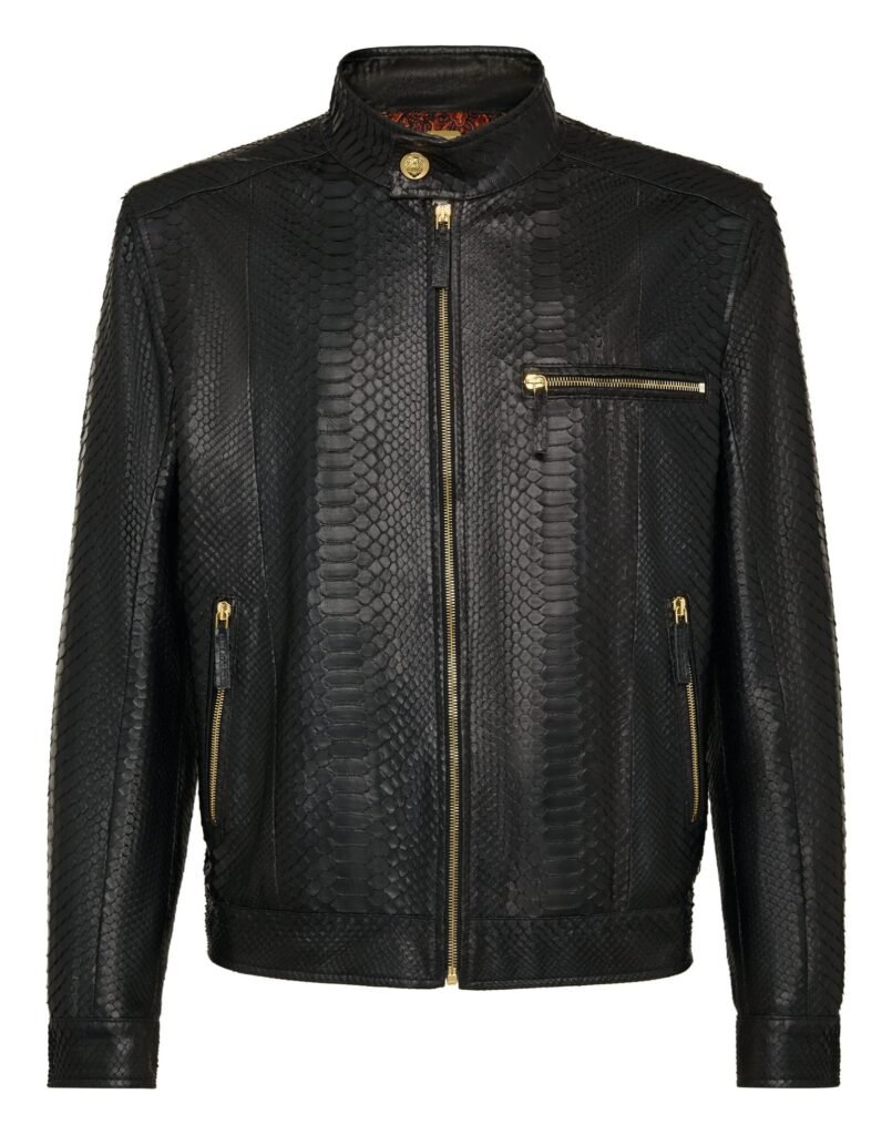 BILLIONAIRE PYTHON LEATHER JACKET LUXURY : Custom Jackets Co