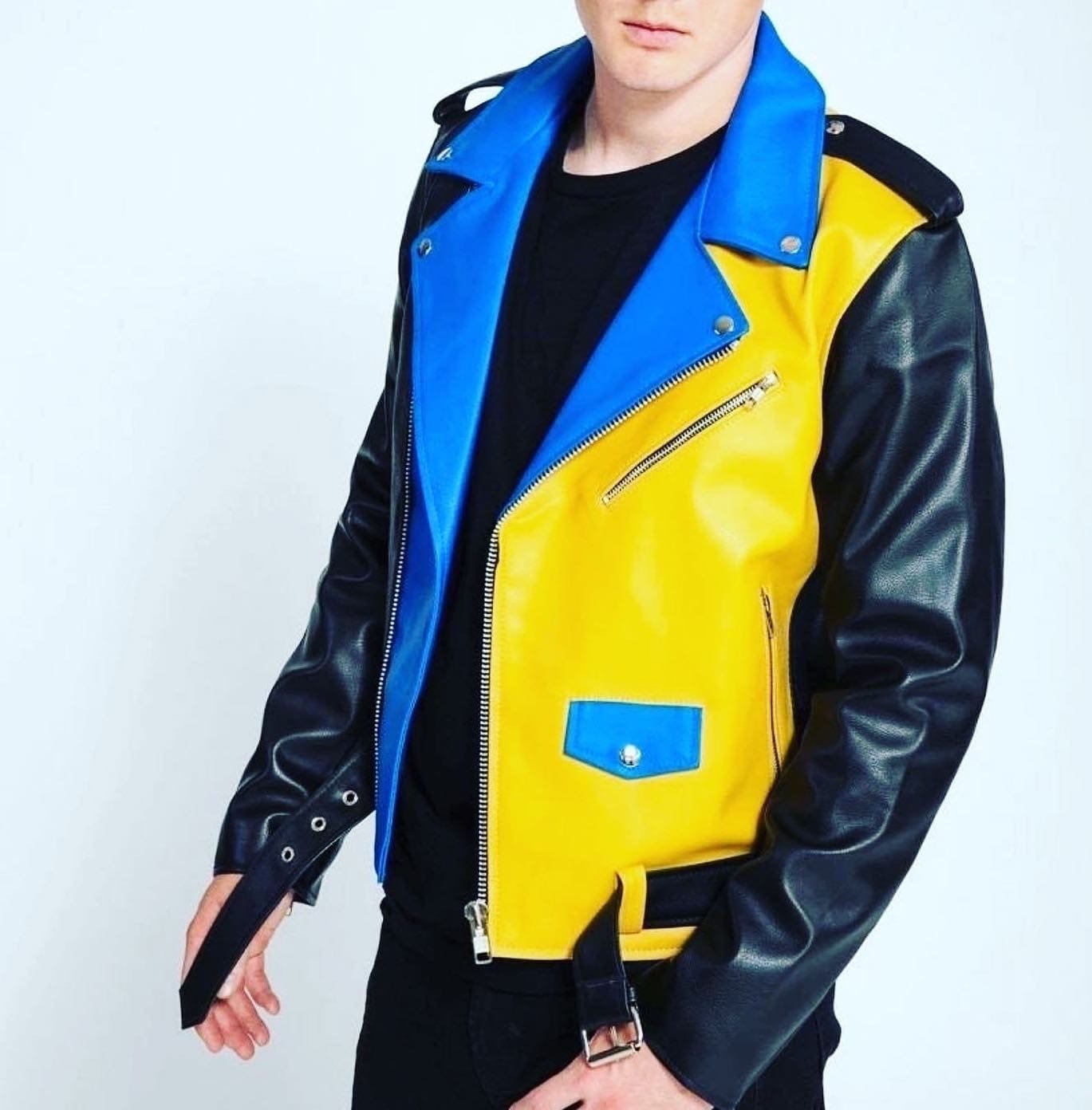MULTI COLOR MEN'S LEATHER JACKET : Custom Jackets Co
