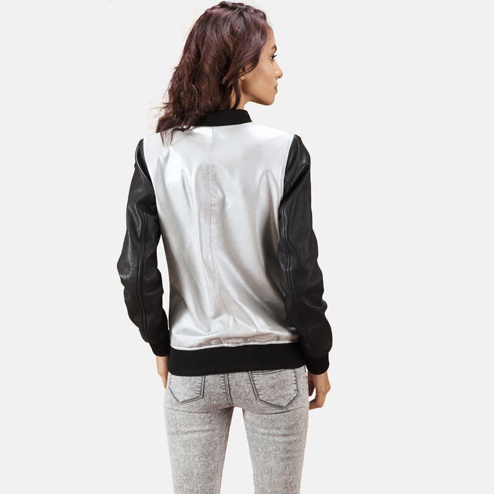 Cole Silver Leather Bomber Jacket : Custom Jackets Co