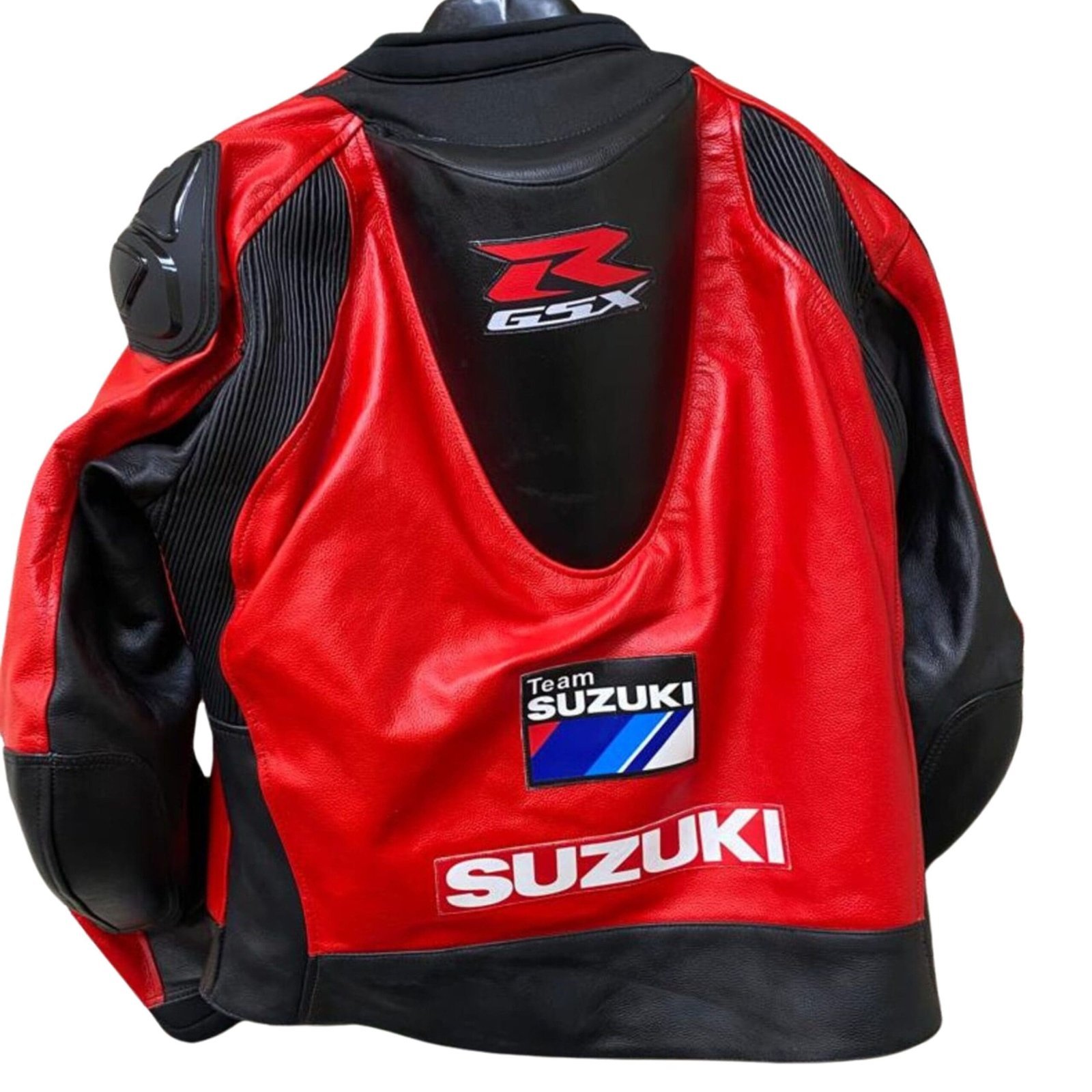 SUZUKI MOTORBIKE RACING LEATHER JACKET RED : Custom Jackets Co